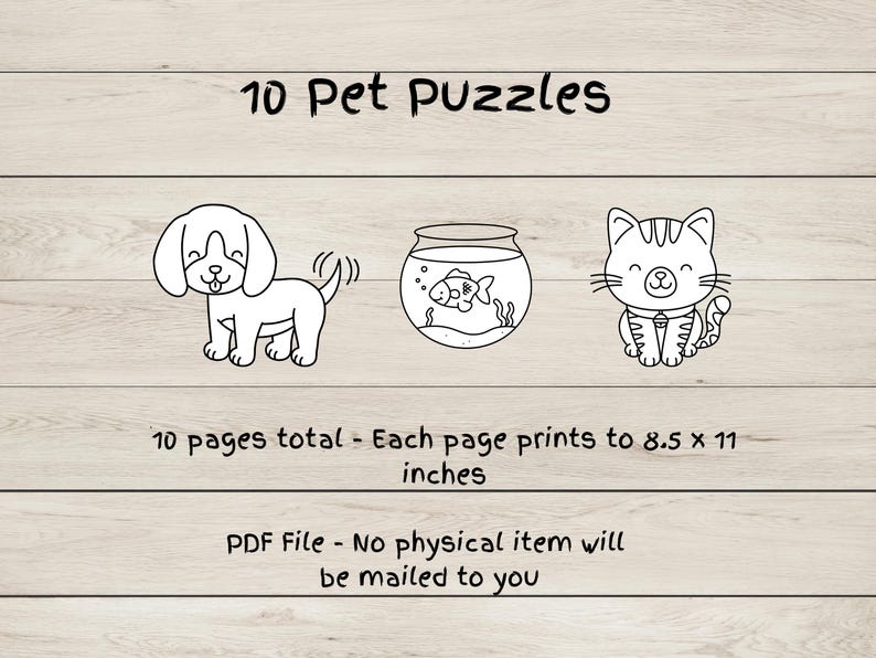 10 Pet Puzzles - Matching Game - Printable Activity - Etsy