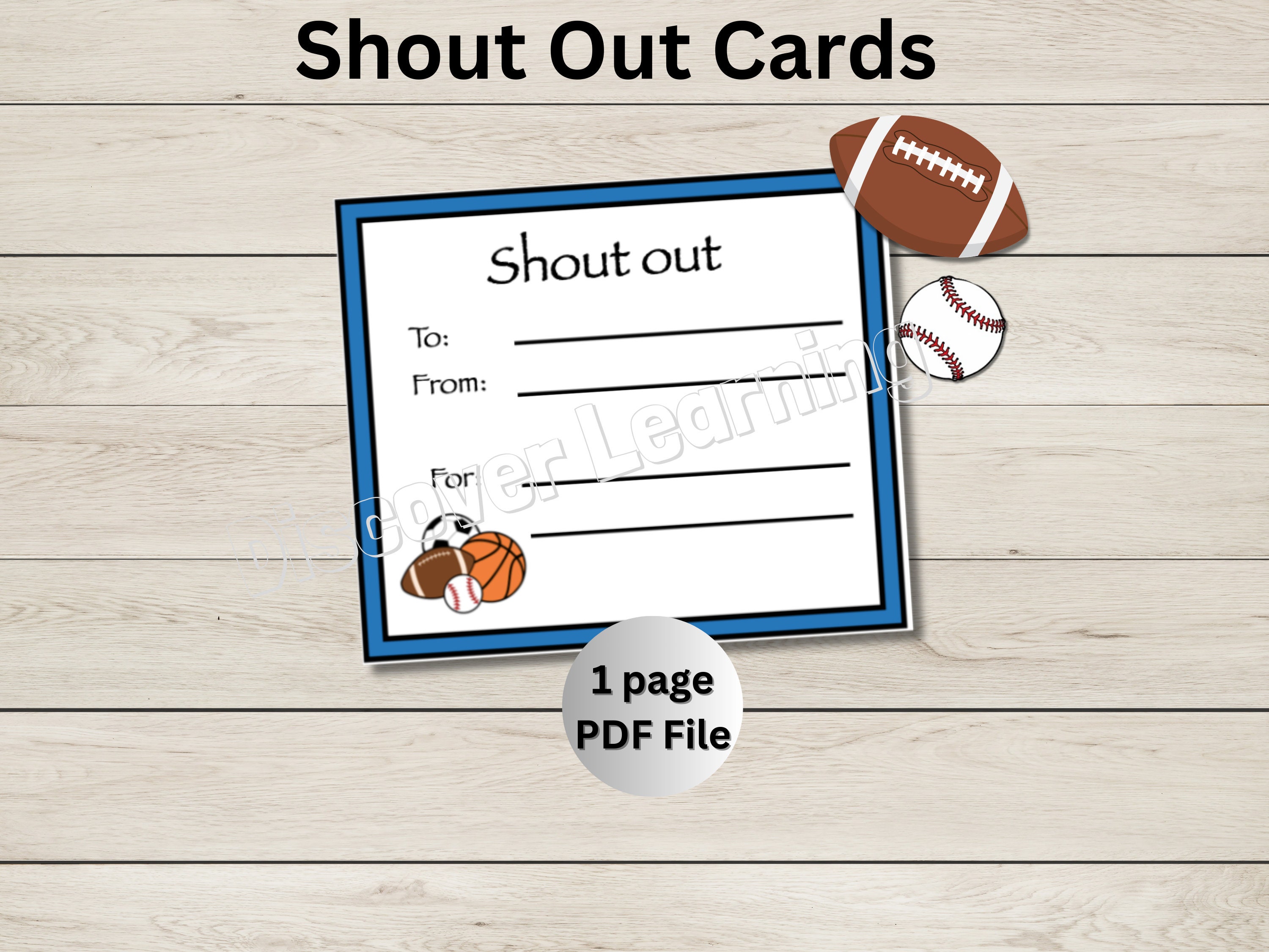 Shout Out Cards - Sports - Teacher Shout Out Cards - Printable PDF File ...