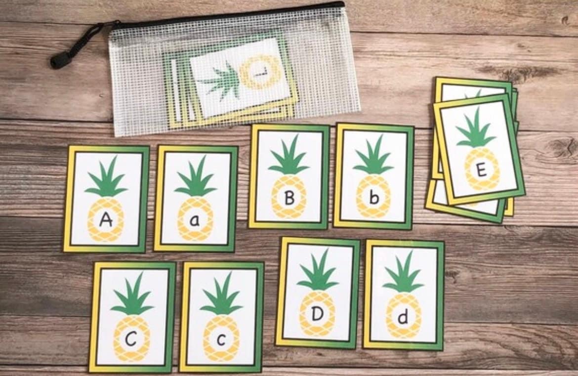 Alphabet Flash Cards Letter Recognition Laminated 52 Cards Pineapple ...