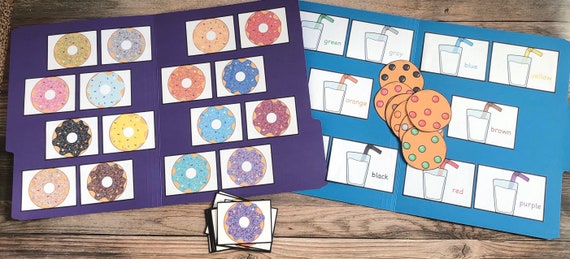 Colors File Folder Games Matching Set of 2 Donuts Milk - Etsy