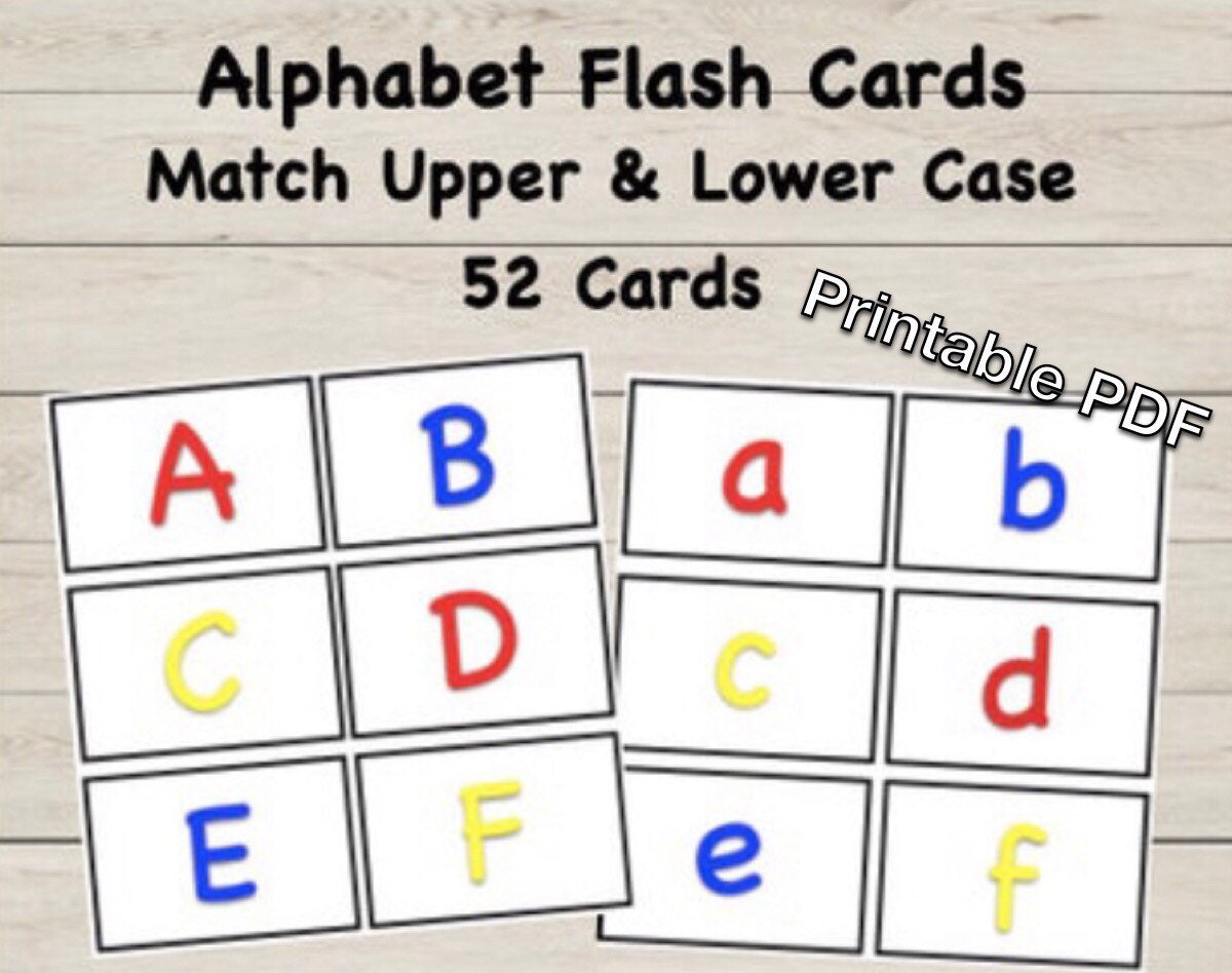 Alphabet Flash Cards Red, Yellow and Blue, Upper and Lower Case Letters ...
