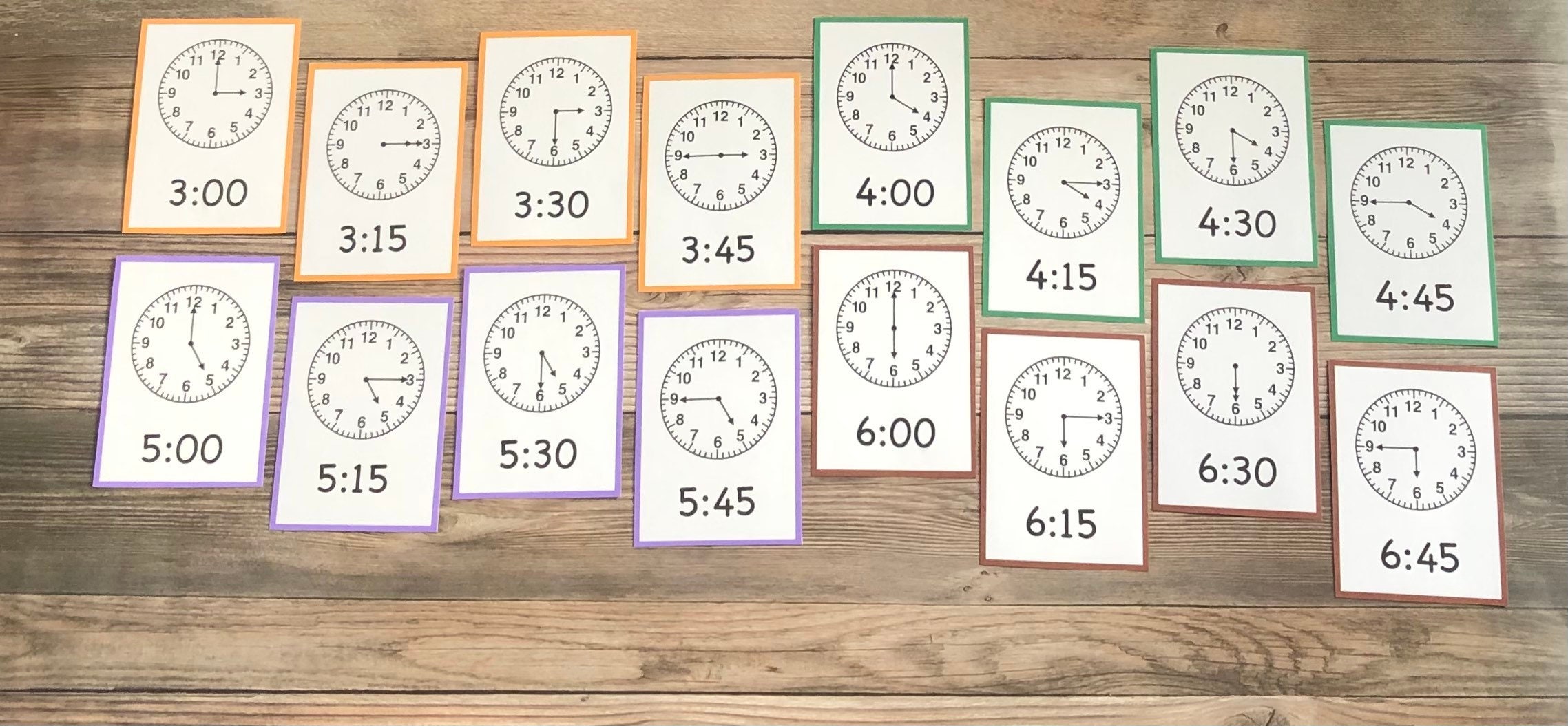 Telling Time Flash Cards - Laminated - 48 Cards - Comes With Zip Pouch ...
