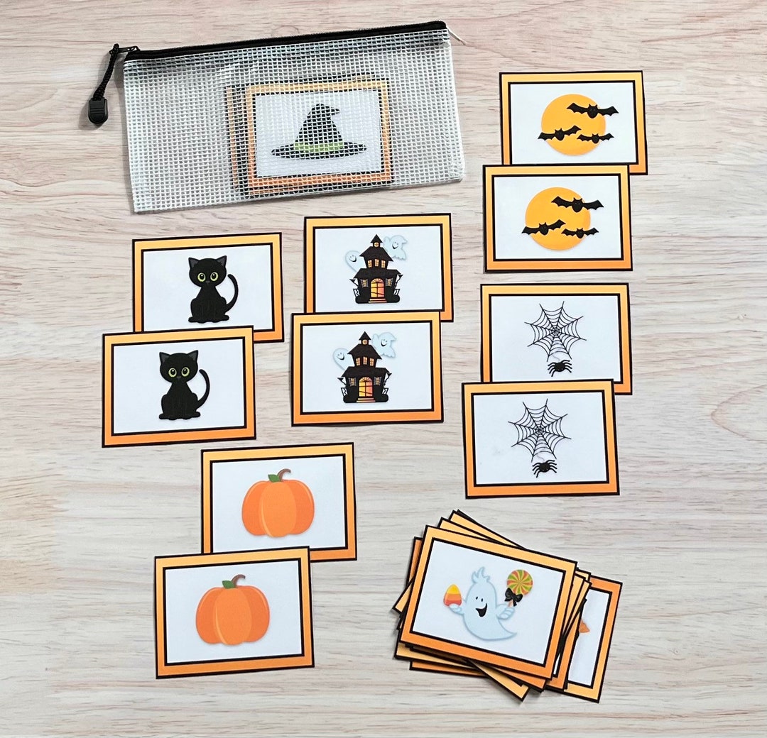 Halloween Memory Match Game - Laminated - Comes With Zip Pouch - Etsy