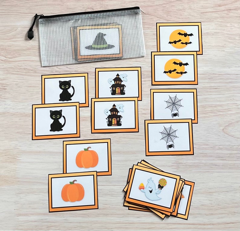 Halloween Memory Match Game - Laminated - Comes With Zip Pouch - Etsy