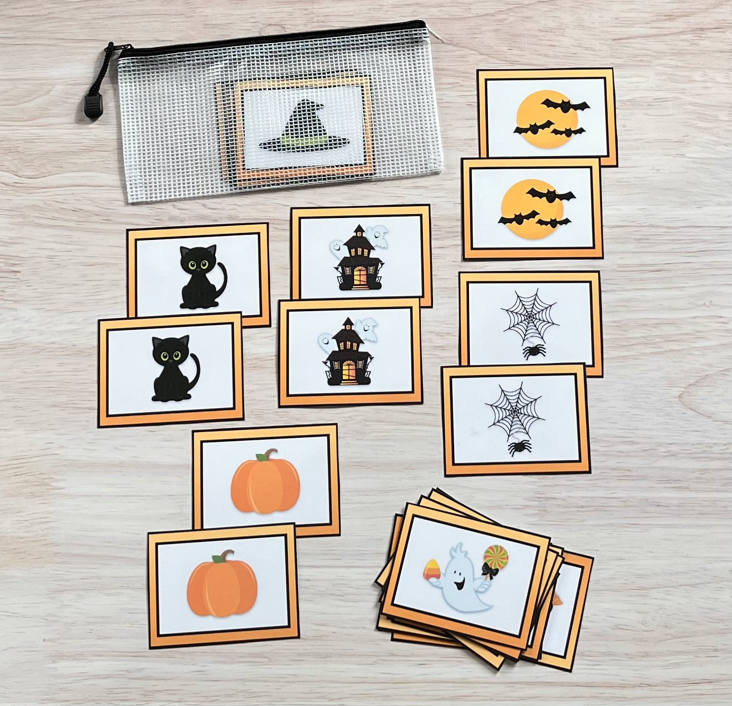 Halloween Memory Match Game - Laminated - Comes With Zip Pouch - Etsy