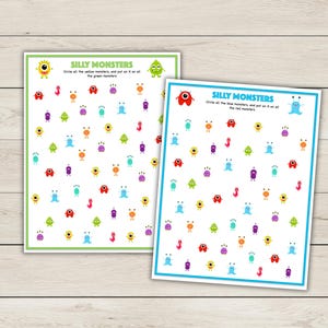 Silly Monsters Printable Games Activities I Spy Tic Tac Toe Mazes Fun ...