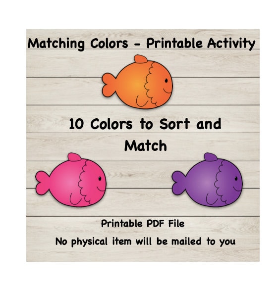 Matching Colors Sorting Colors Game 10 Different Color Fish Printable ...