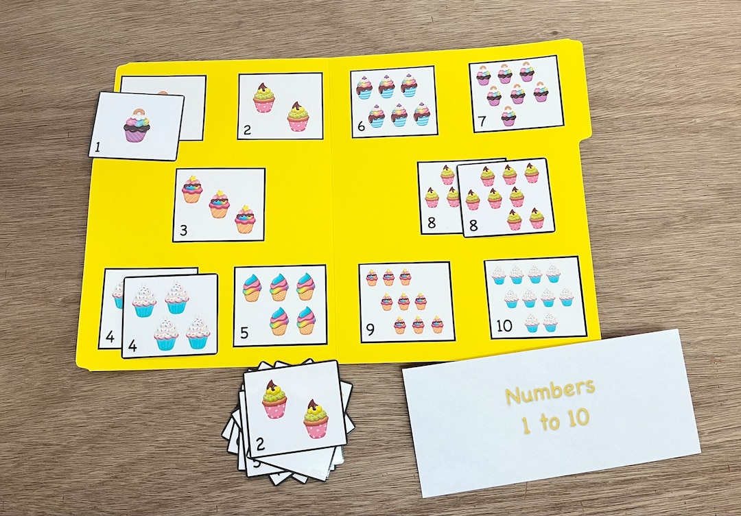 Numbers File Folder Game - Cupcakes - Numbers to 10 - Matching Numbers ...