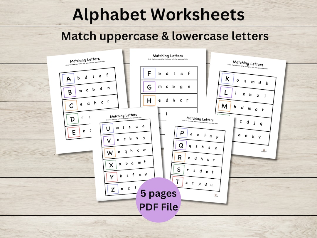 Alphabet Worksheets - Match Uppercase and Lowercase Letters - Letter ...