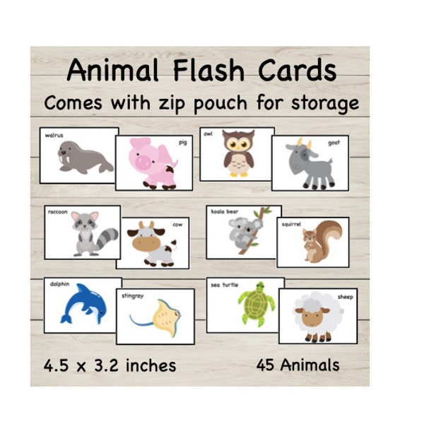 Laminated Animal Cards - Etsy