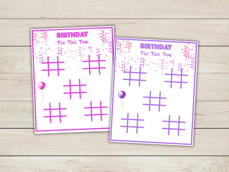 Printable Birthday Tic Tac Toe Games - Etsy