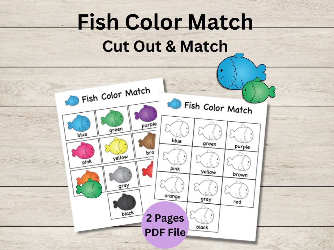 Fish Color Match, Cut Out and Match Colors Printable Activity 10 Colors ...