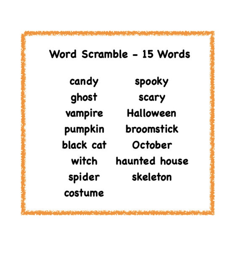 Halloween Word Scramble Printable PDF for Parties, Classroom ...
