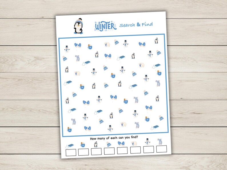 Winter Search and Find Game - Instant Download - I Spy Game - Printable ...