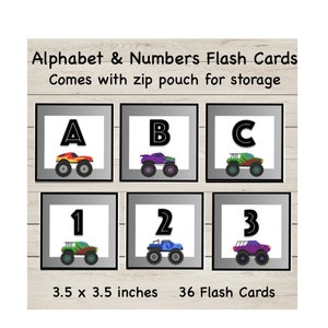 Alphabet Flash Cards and Numbers 1 to 10 Monster Trucks and - Etsy