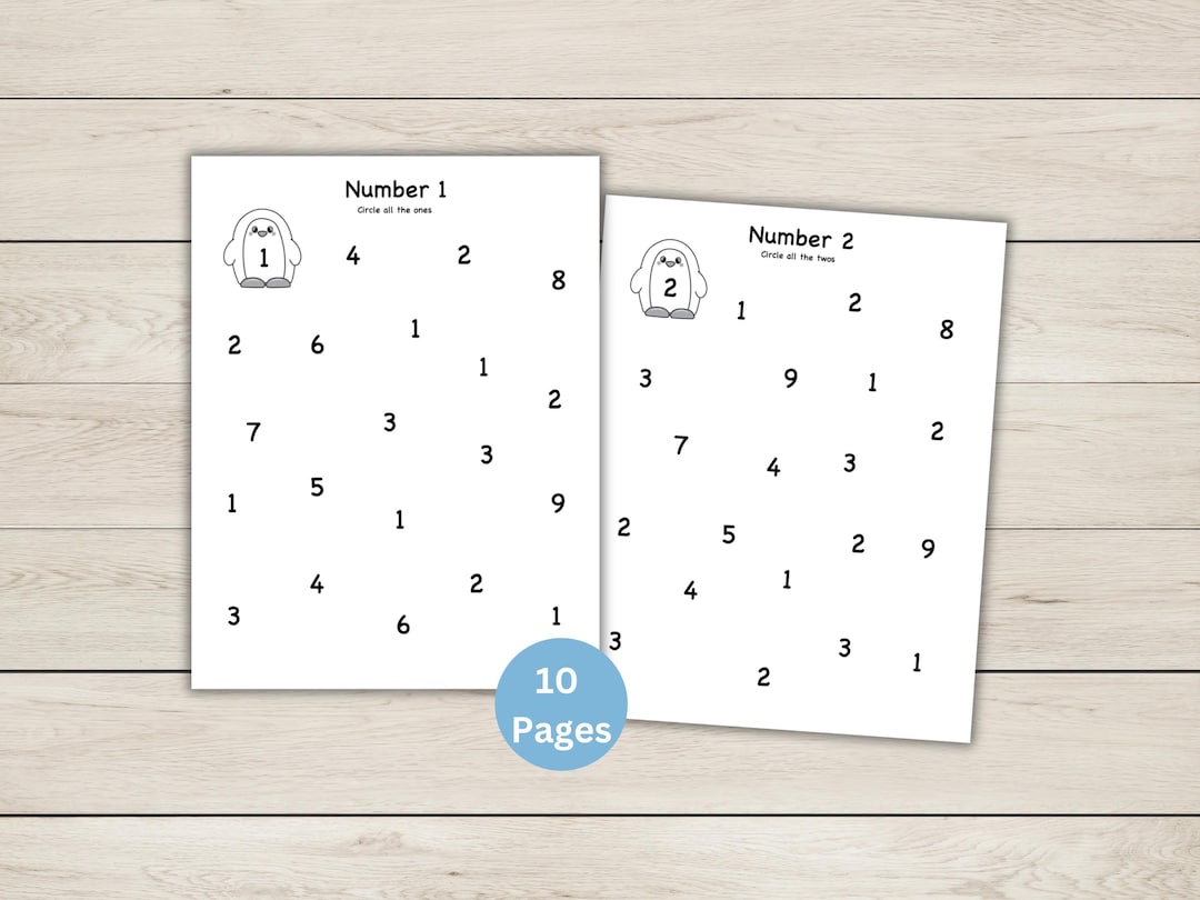 Number Worksheets - Find and Circle - Numbers 1-10 - Instant Download ...