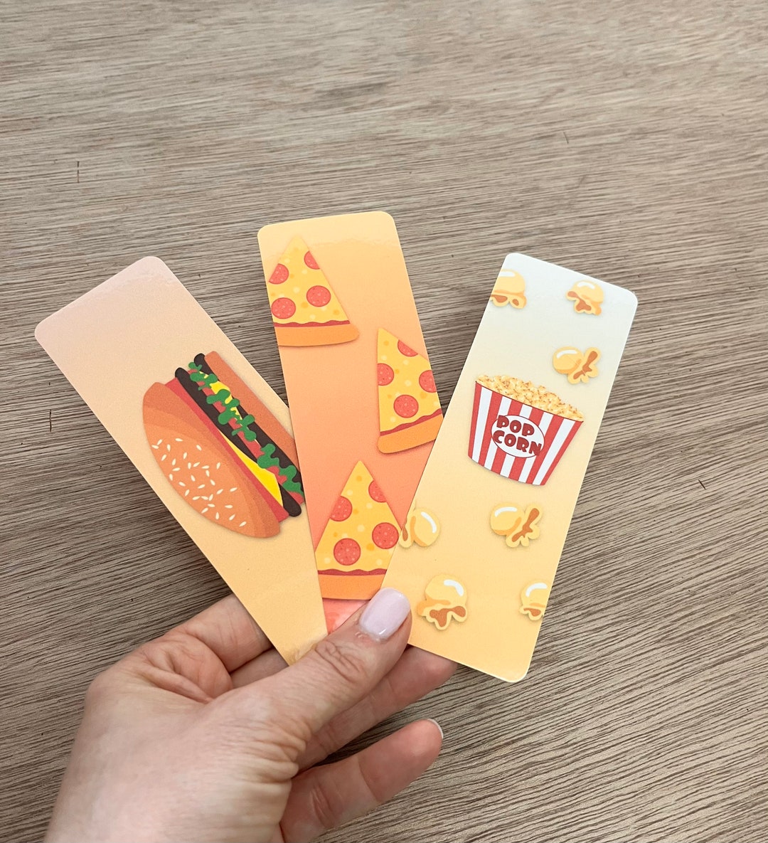 Popcorn, Pizza & Hamburger Bookmarks Set of 3 or Individual - Etsy