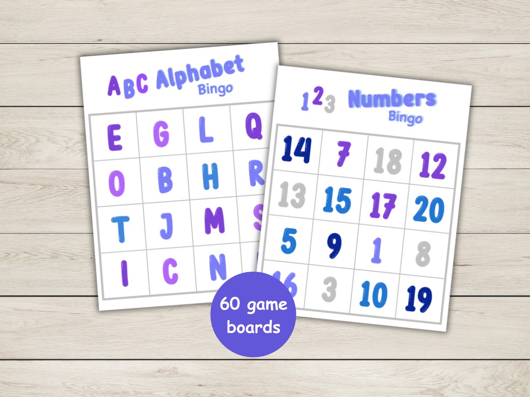 Alphabet and Number Bingo 2 Games, 30 Different Game Boards for Each ...