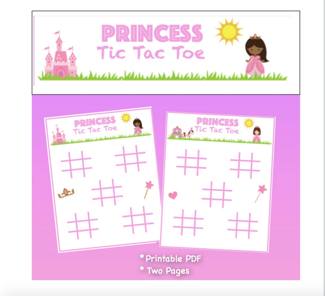 Princess Tic Tac Toe Game Printable Party Game Classroom - Etsy