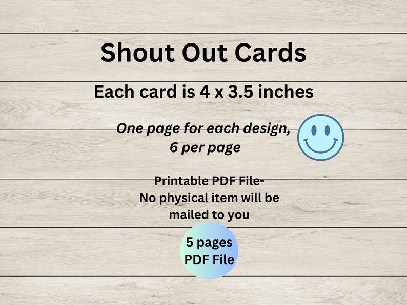 Shout Out Cards - Happy Face - Teacher Shout Out Cards - PDF File ...