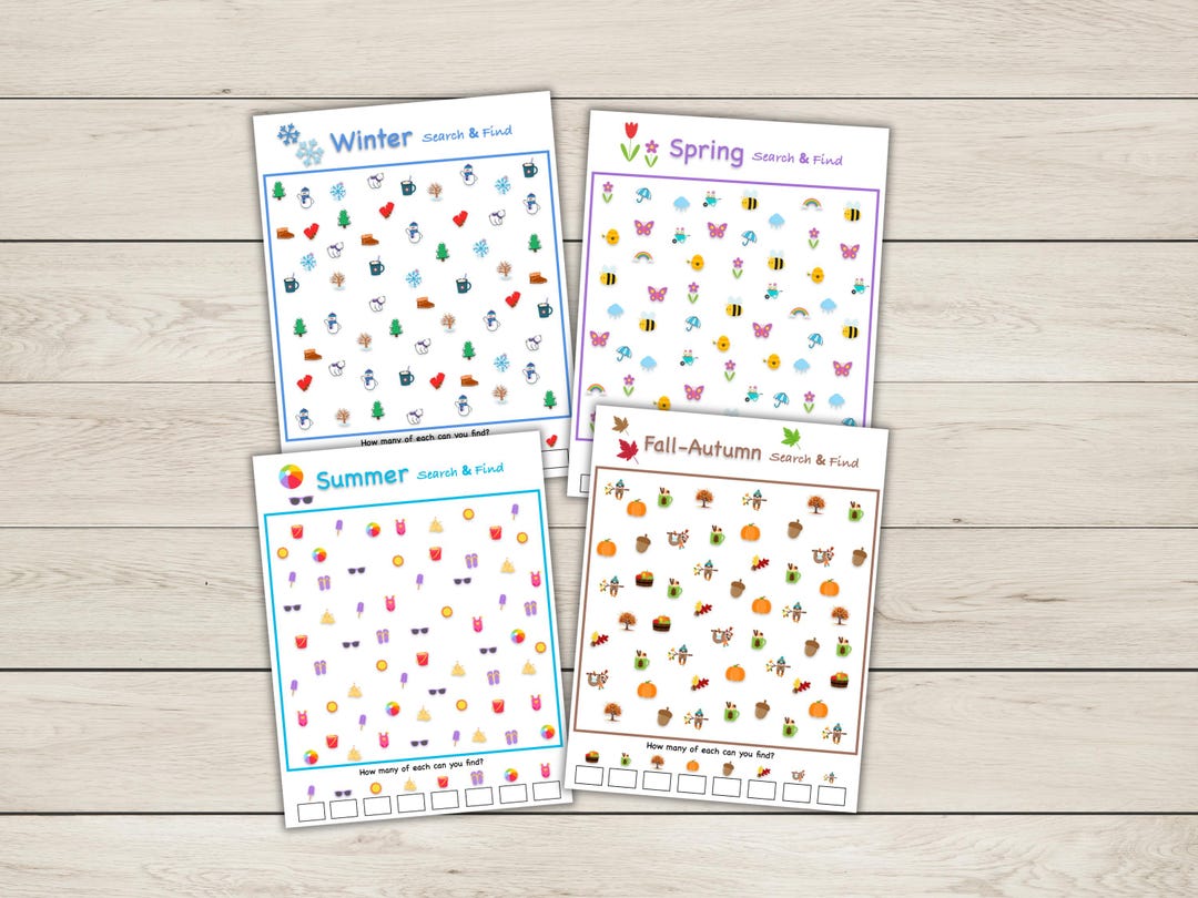 Seasons Search and Find Games - Set of 4 - Instant Download - Kids I ...