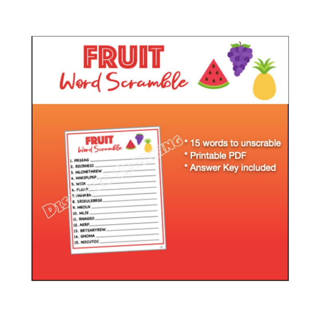 Fruit Word Scramble - Printable PDF -party Game, Classroom Game ...