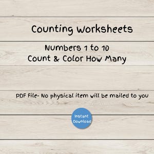 Count and Color Worksheets - Numbers 1-10 - PDF - Etsy