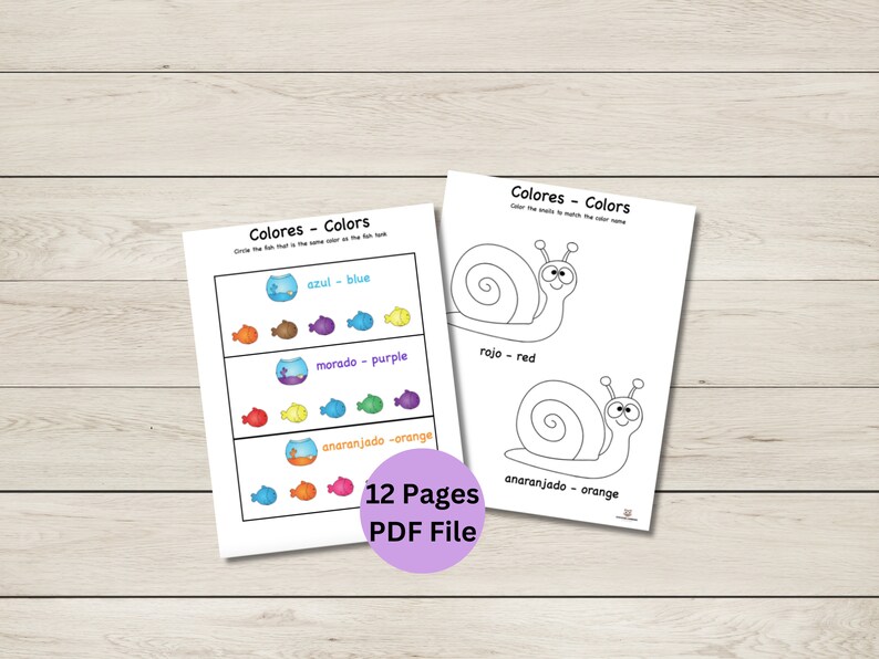 Spanish Colors Worksheets - Bilingual - PDF - Etsy