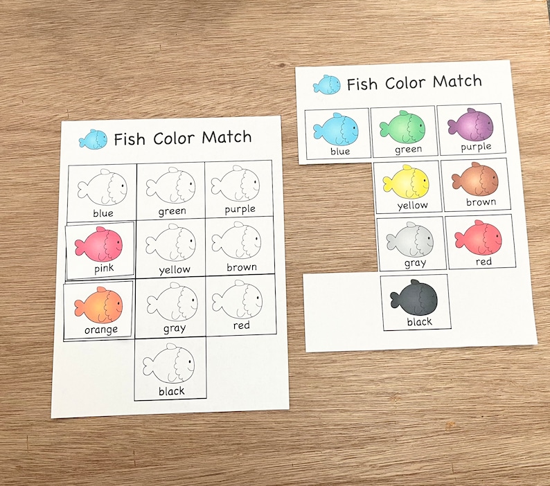 Fish Color Match, Cut Out and Match Colors - Printable Activity - 10 ...