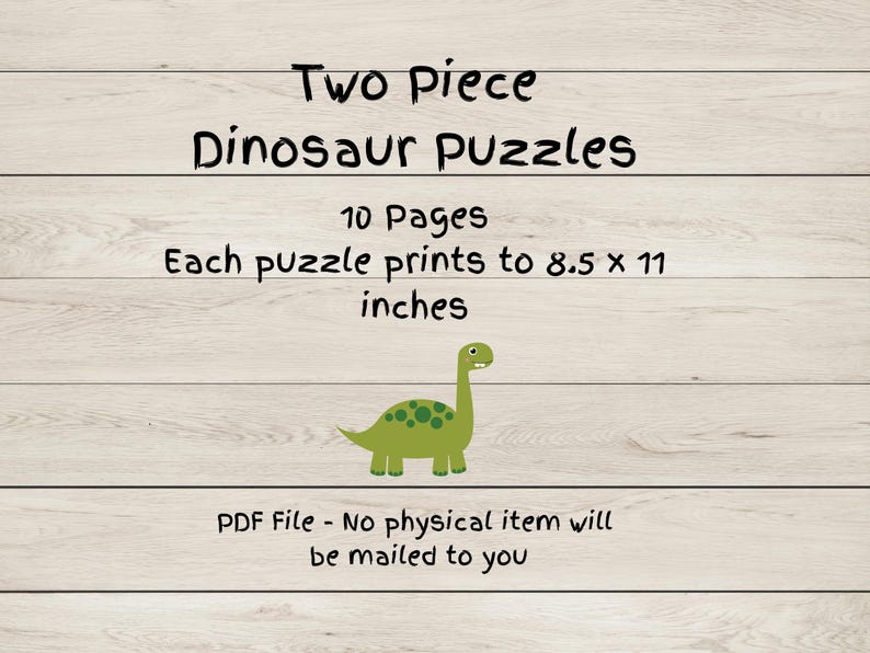 10 Dinosaur Puzzles - Matching Game - Printable Game - Etsy
