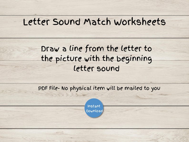 Letter Sound Match Worksheets A-Z Learning Activity - PDF File - Etsy