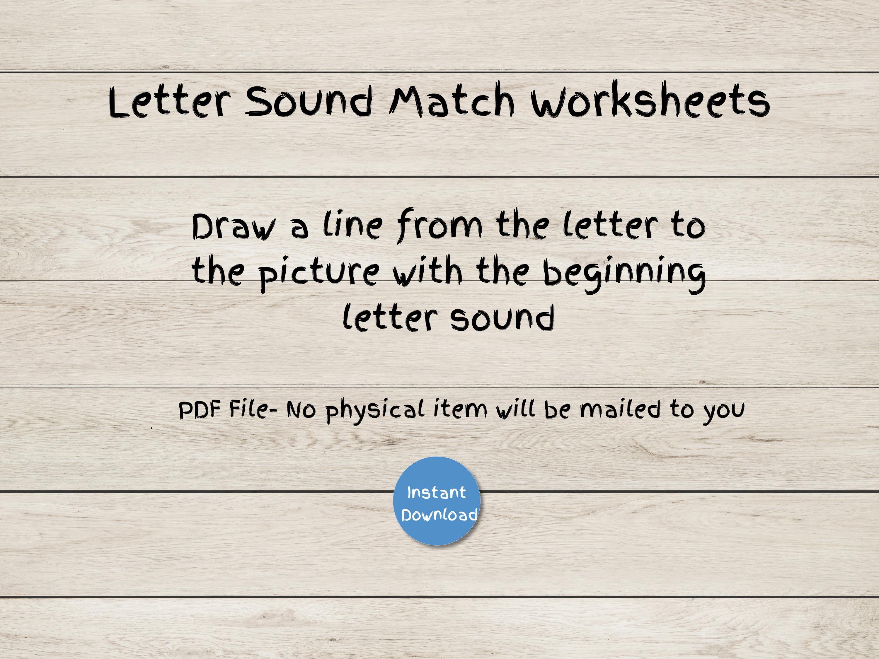 Letter Sound Match Worksheets A-Z Learning Activity - PDF File - Etsy