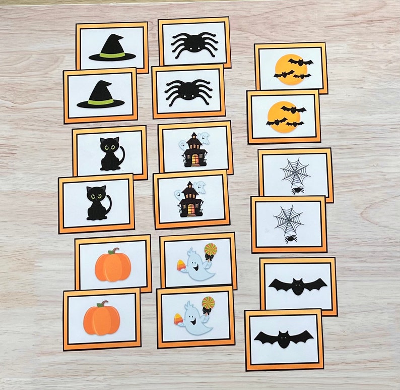 Halloween Memory Match Game - Laminated - Comes With Zip Pouch - Etsy
