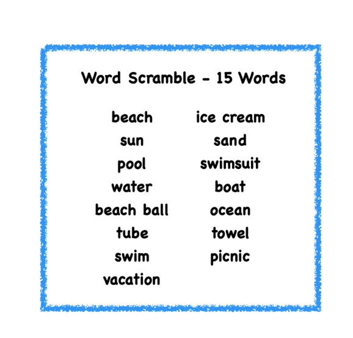 Summer Word Scramble - Party Game, Classroom Game, Homeschool Game ...
