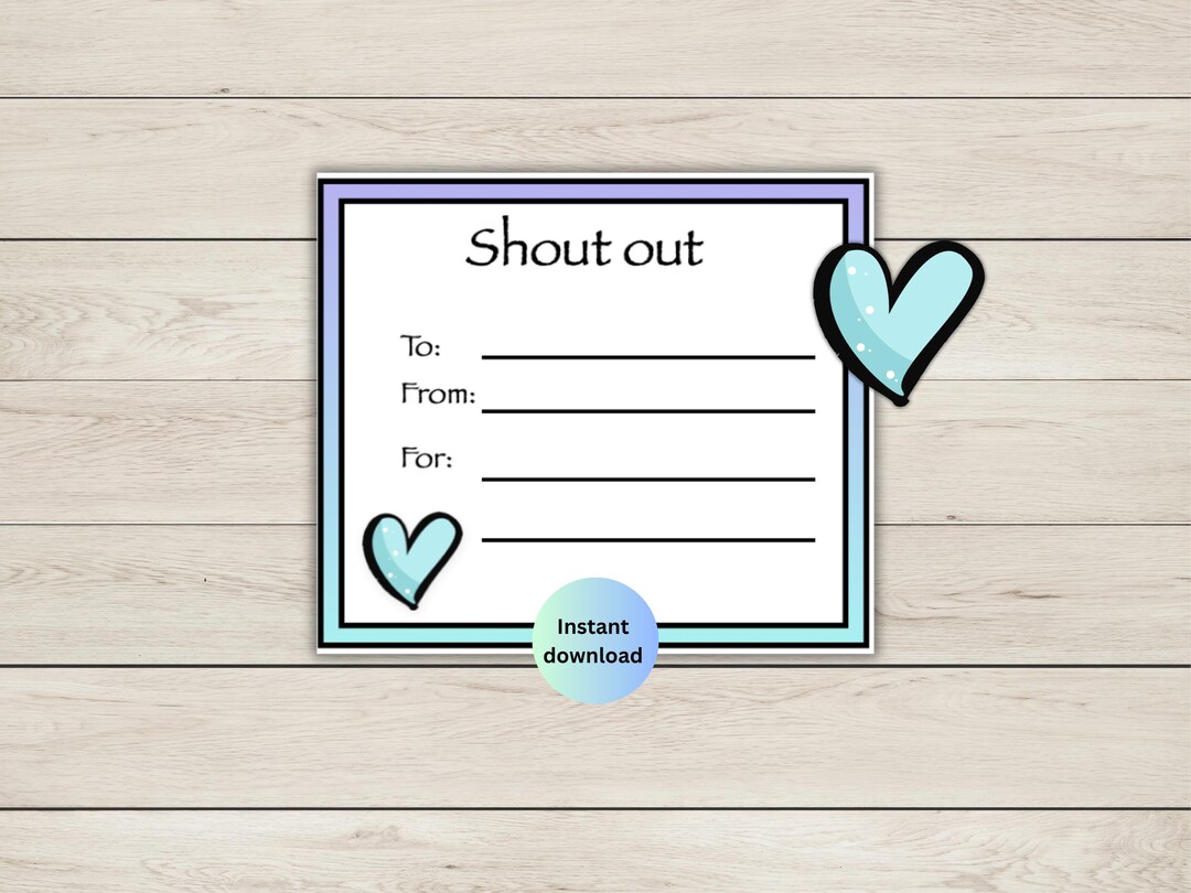 Teacher Shout Out Cards: Printable Compliment & Reward Notes (PDF File ...