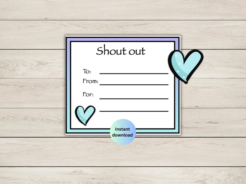 Teacher Shout Out Cards: Printable Compliment & Reward Notes (PDF File ...