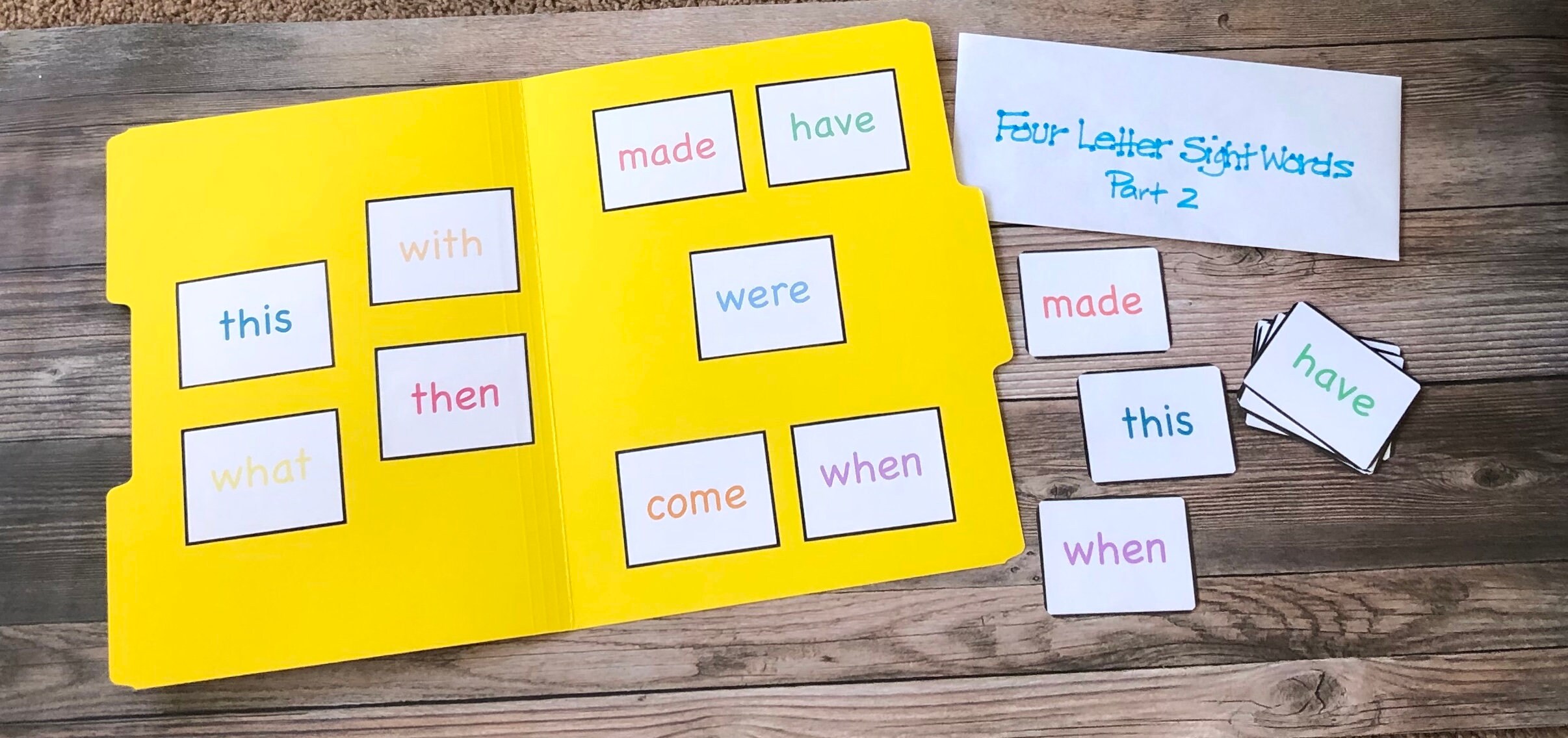 Sight Words File Folder Games Four Letter Words 21 Words Set of 2 - Etsy UK