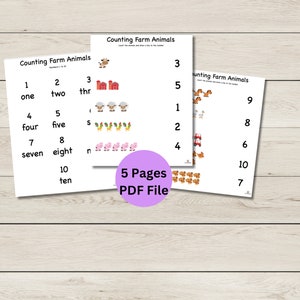Counting Worksheets - Numbers 1 to 10 - Count the Farm Animals - Math ...