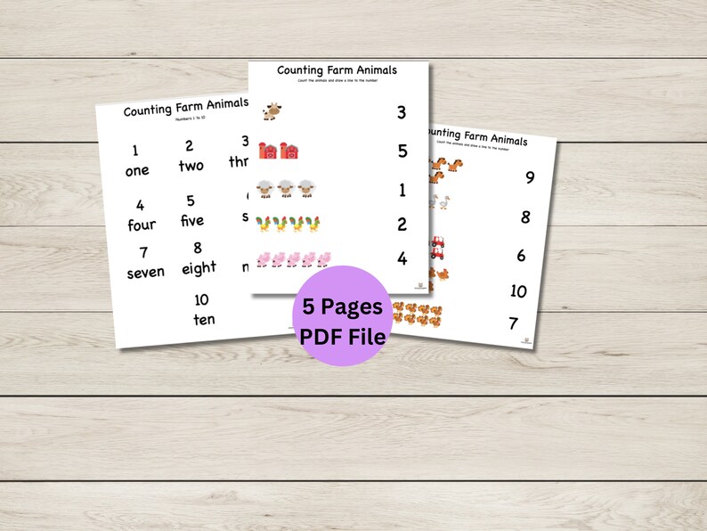 Counting Worksheets - Numbers 1 to 10 - Count the Farm Animals - Math ...
