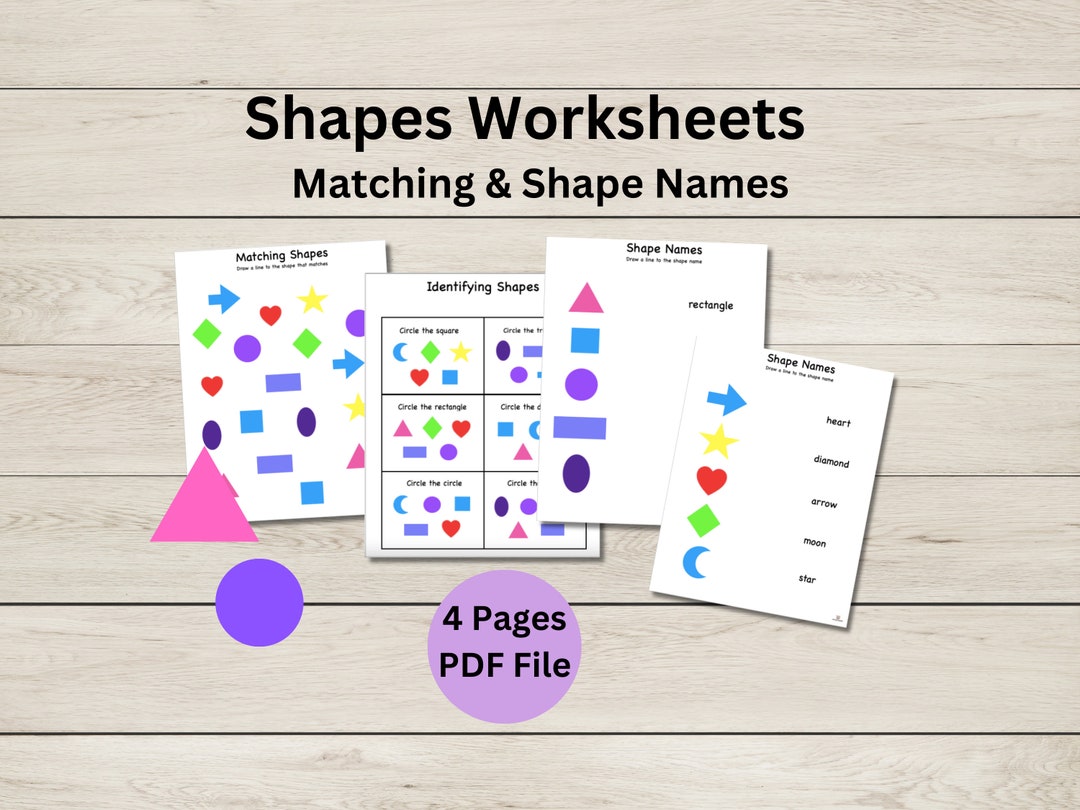 Shapes Worksheets Match and Identify Shapes by Name Printable PDF File ...