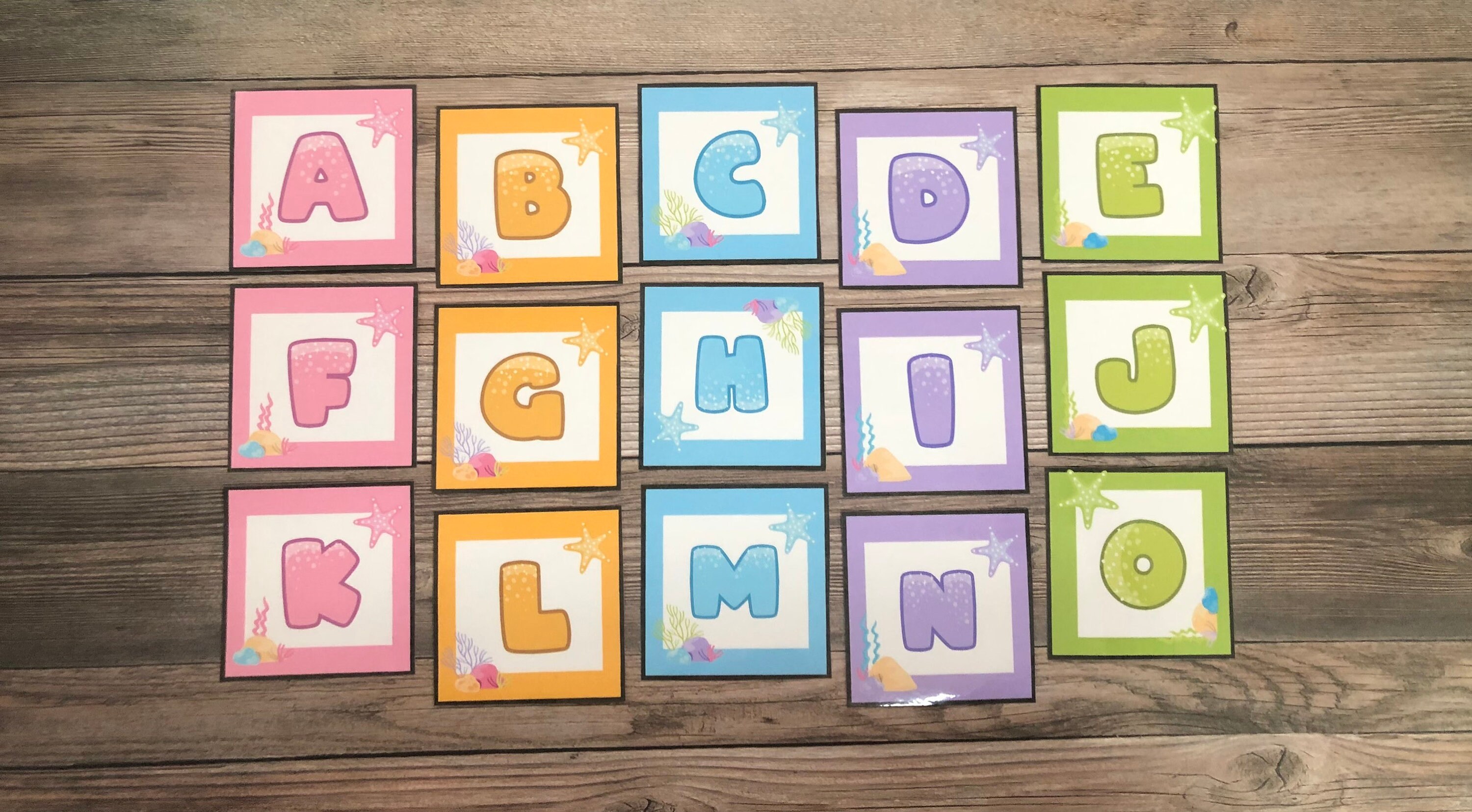 Alphabet Flash Cards and Numbers 1 to 10 Ocean Theme Laminated, Comes ...