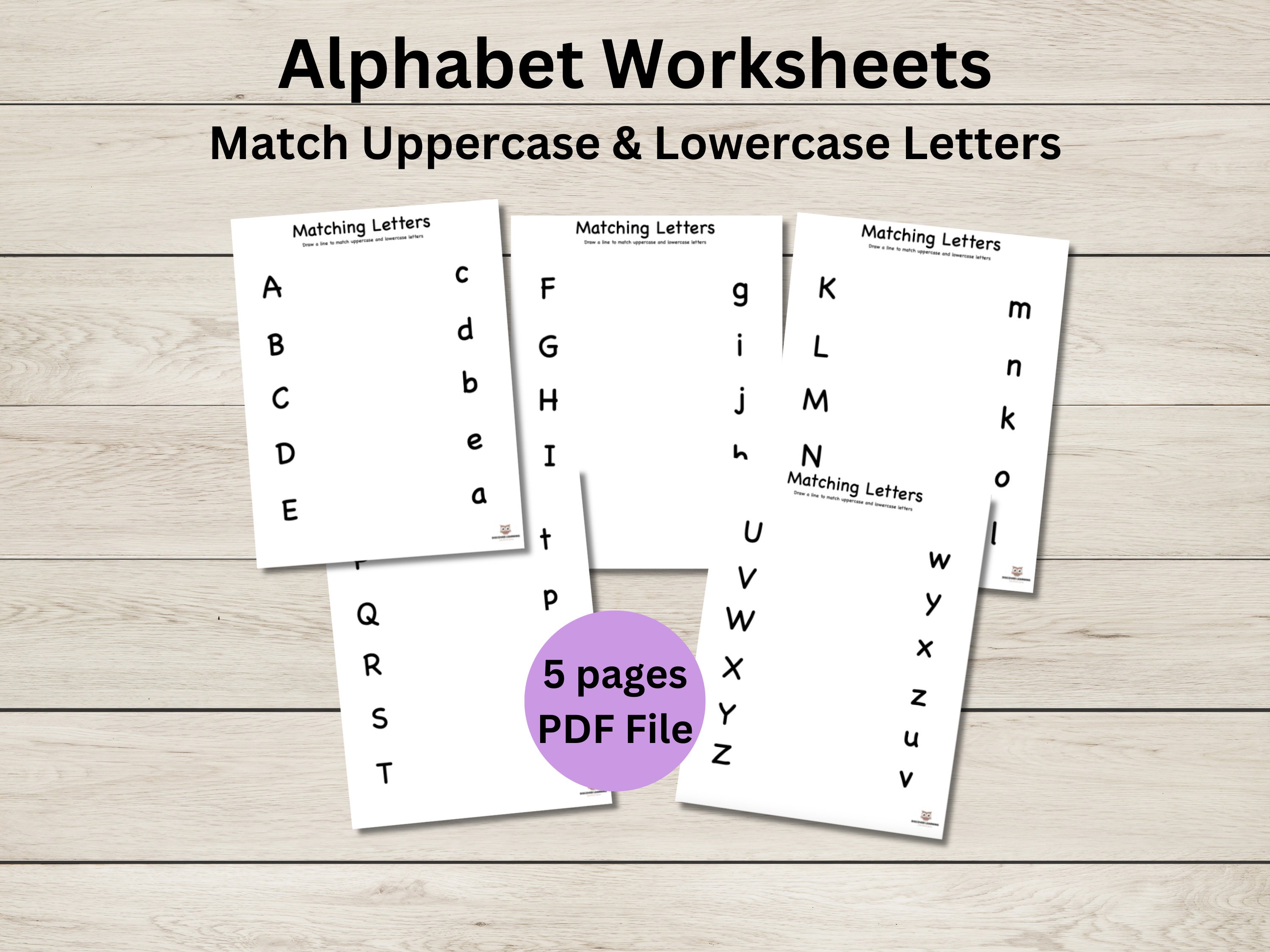 Alphabet Worksheets Match Uppercase and Lowercase Letters Printable ...