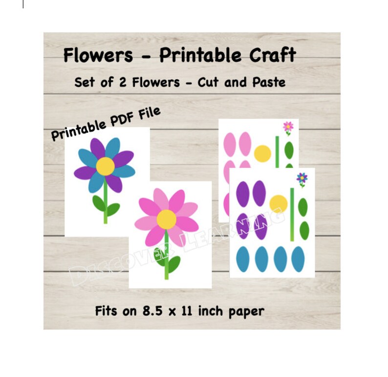 Flower Printable Craft Kids Activity Cut and Paste Activity - Etsy