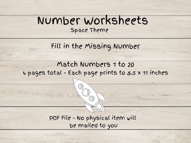 Number Worksheets - Fill in Missing Numbers - Match Numbers 1-20 Space ...