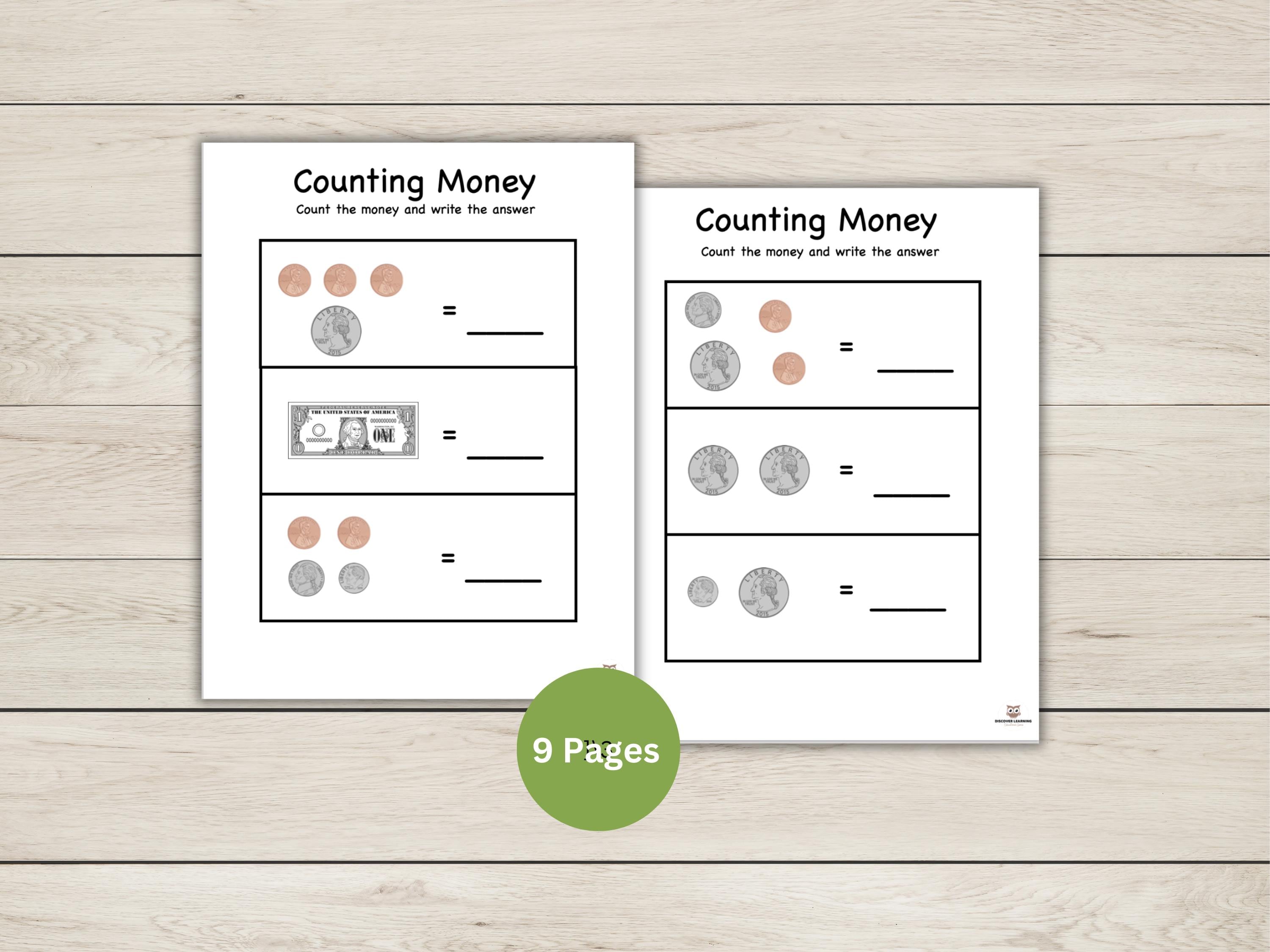 Counting Money Worksheets - Identify and Count Coins and Bills ...