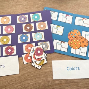 Colors File Folder Games, Matching - Set of 2- Donuts, Milk and Cookies ...