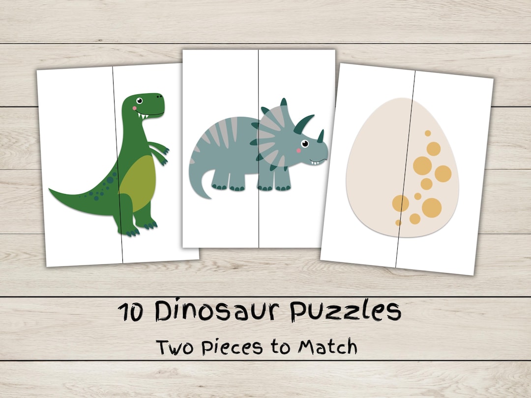 Dinosaur Matching Puzzles: Printable Preschool Game (PDF) - Etsy