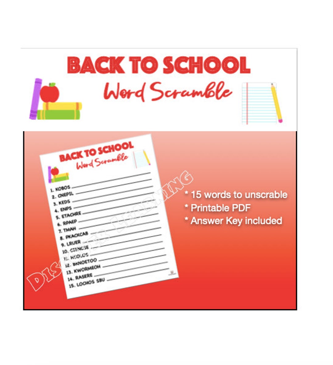 Back to School Word Scramble - Classroom Game, Road Trip Game ...
