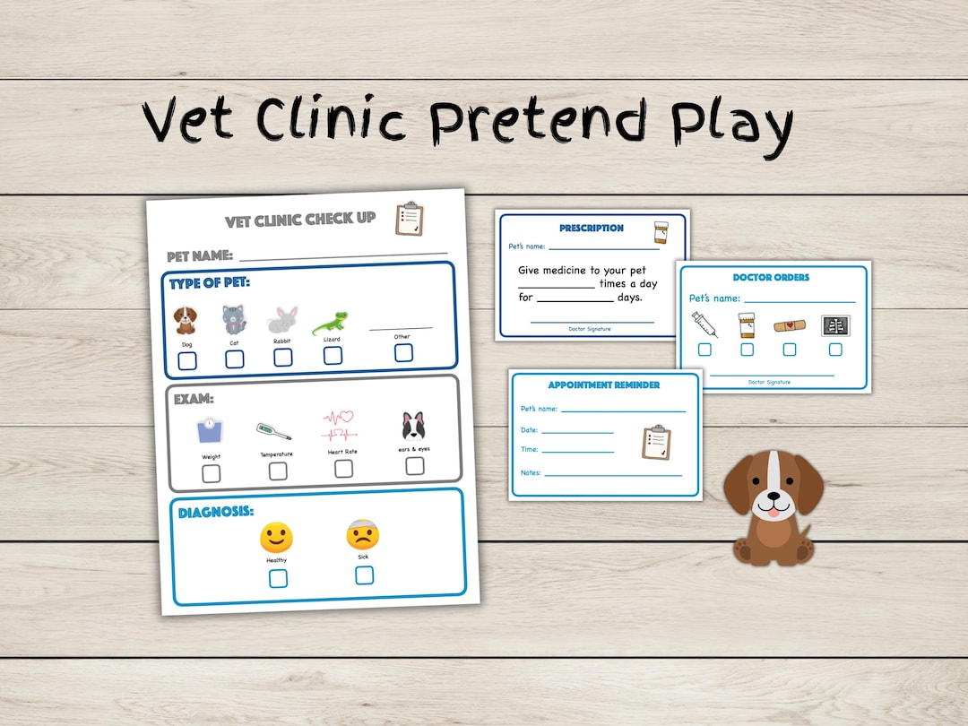 Vet Clinic Pretend Play Printables: Doctor Forms, Appointment Cards ...