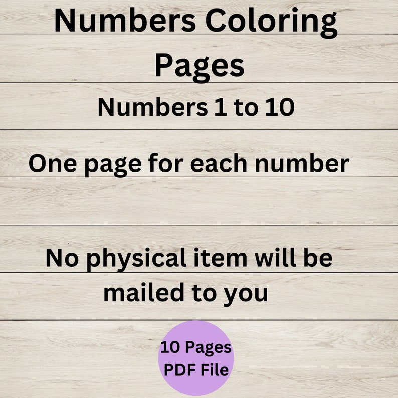 Number Coloring Book One Page for Each Number Numbers 1 to 10 Printable ...